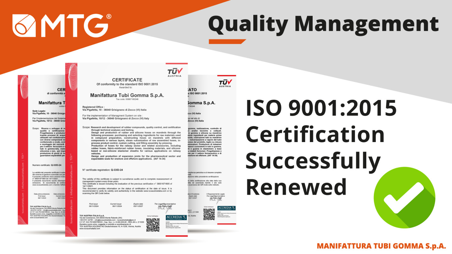 ISO 9001:2015 Certification Successfully Renewed | MTG S.p.A.